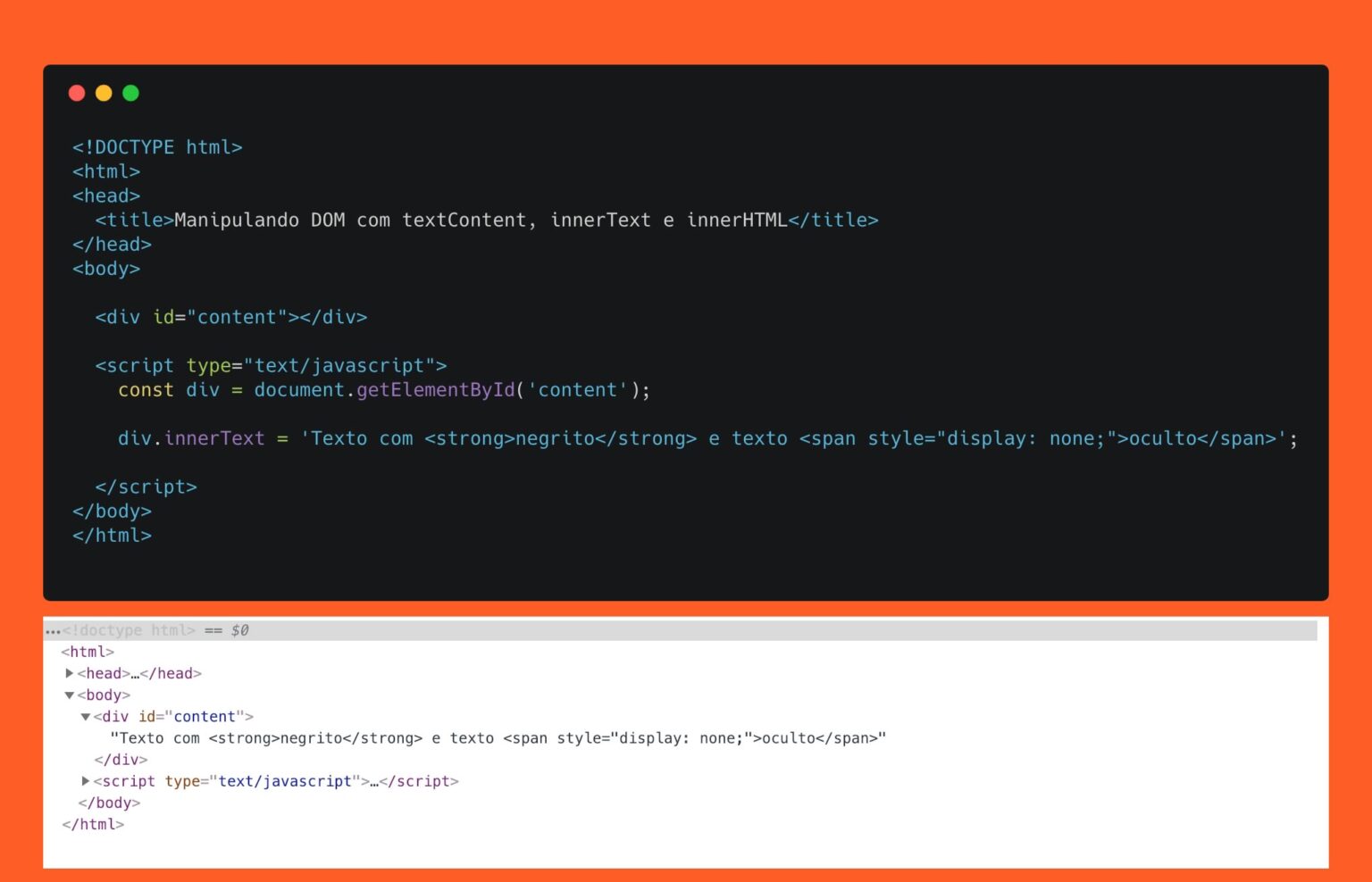 Manipulando DOM com textContent, innerText e innerHTML – Emerson Broga
