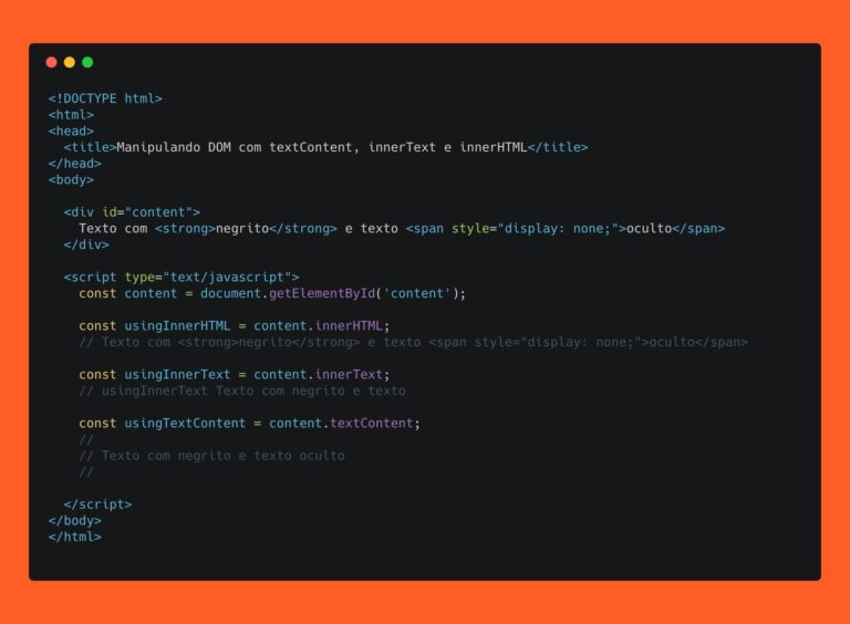 Manipulando DOM com textContent, innerText e innerHTML – Emerson Broga